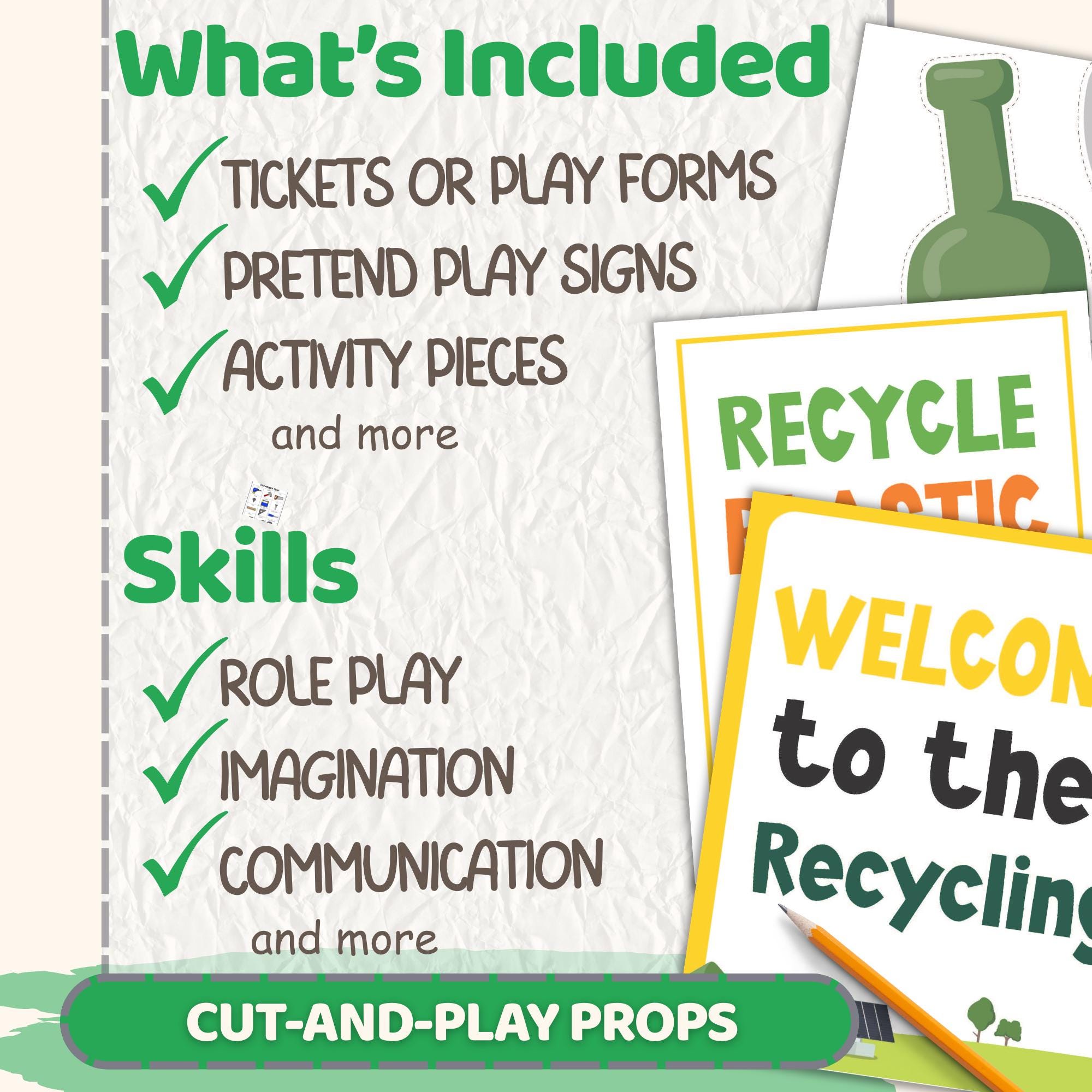 Recycling Pretend Play Set for Kids | Dramatic Play Reduce Reuse ...