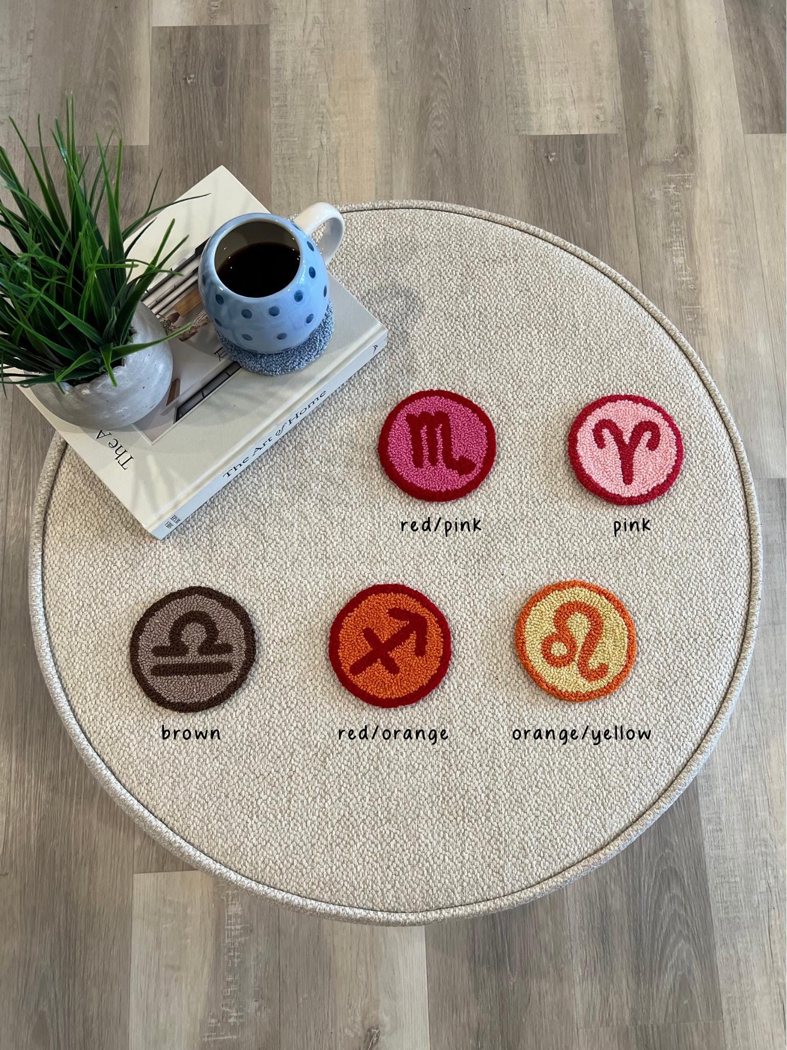 Punch Needle Zodiac Sign Coaster, Mug Rug, Handmade Coasters, Zodiac ...
