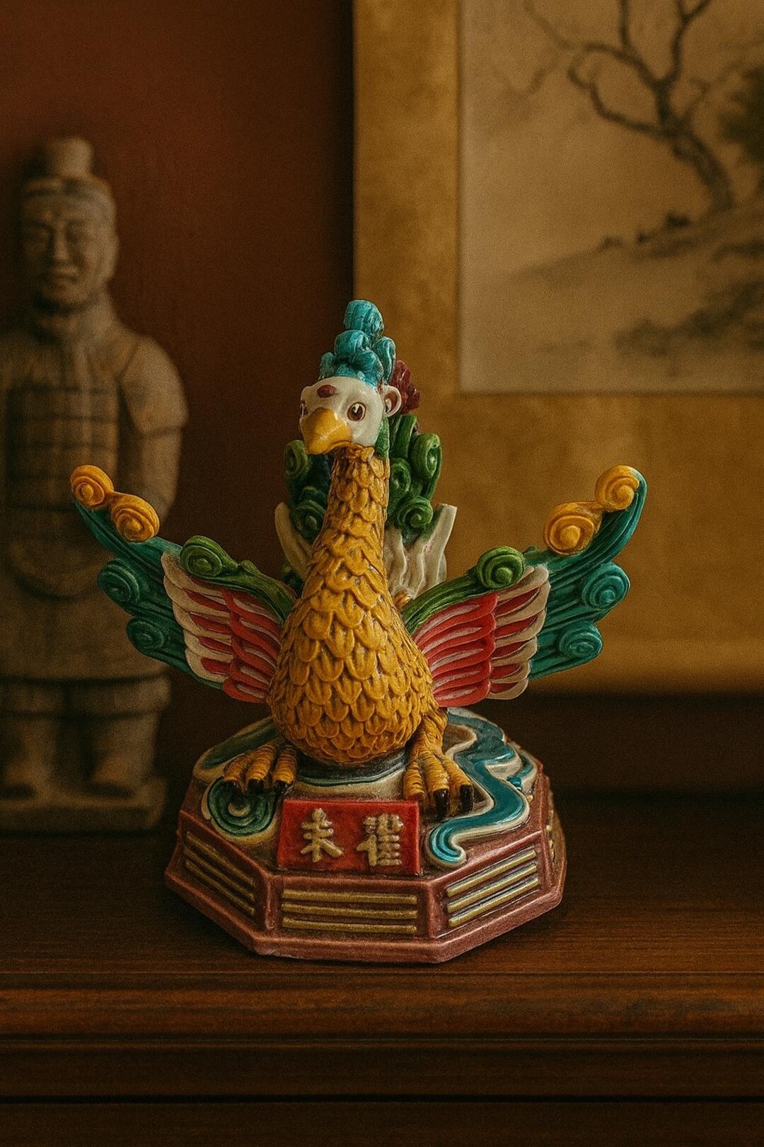 Vermilion Bird Figurine: Chinese Mythology Resin Statue - Etsy