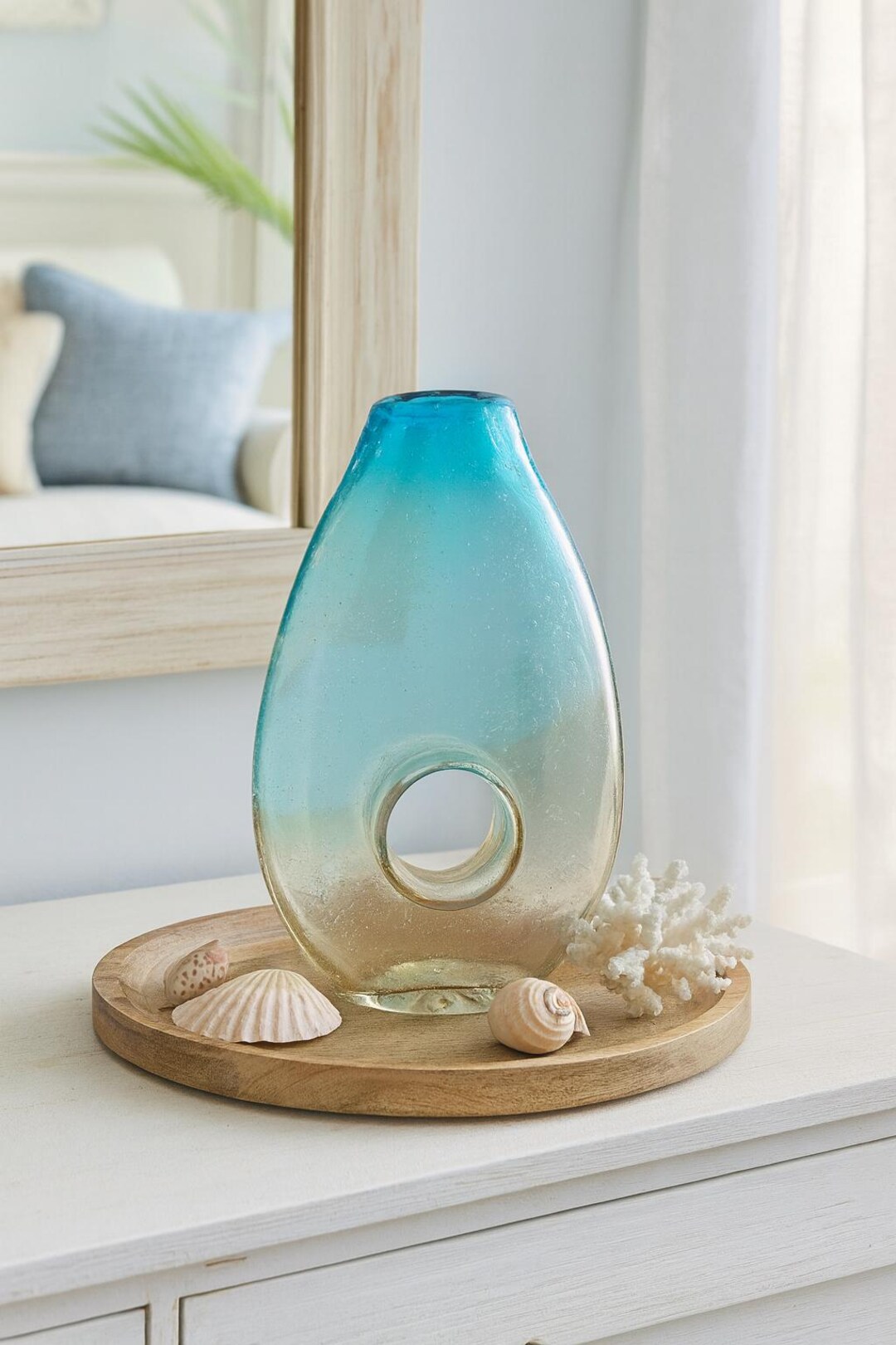 Hand Blown Two-toned Bullicante Glass Vase: Margie's Garden Design - Etsy