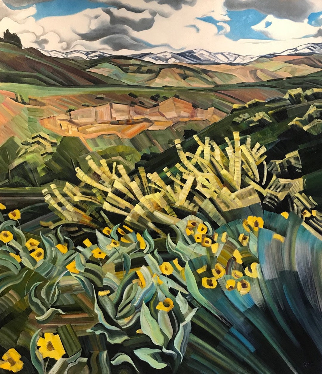 Boise Foothills With Balsamroot and Bitterbrush - Giclee Print on Paper ...
