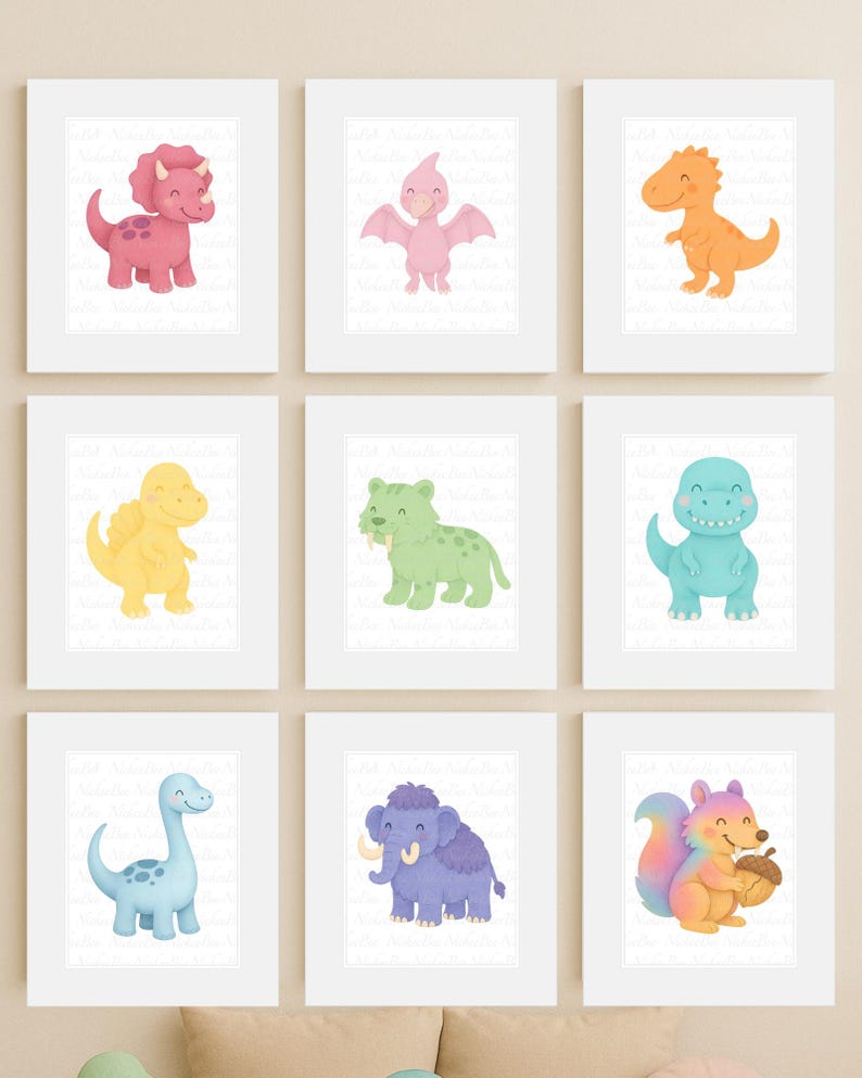 Blueberry Bronto Dinosaur Nursery Print: Pastel Blue Dino Art (8x10 ...