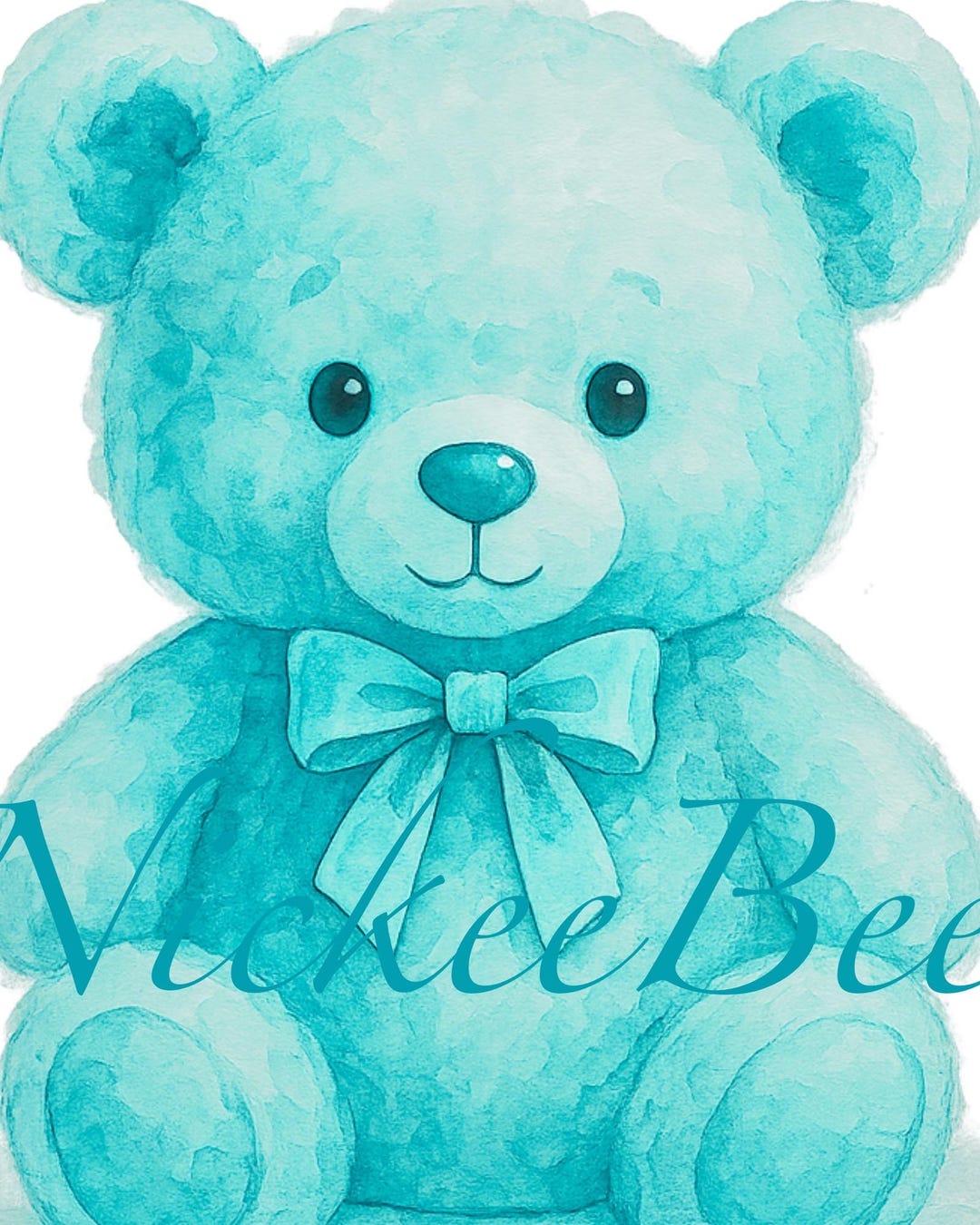 Turquoise Teddy Bear Nursery Art: Watercolor Pastel Pals Print (digital ...