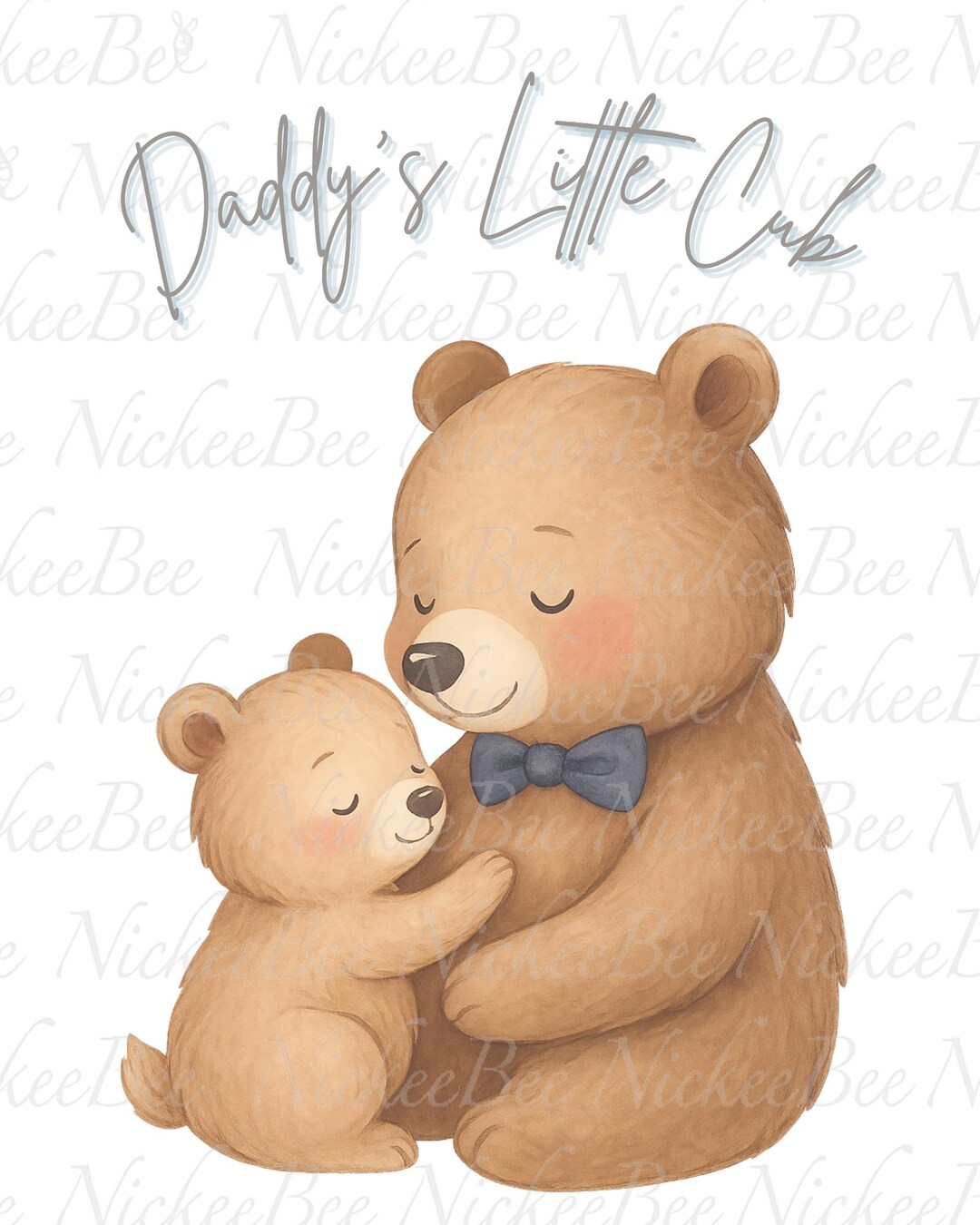 Daddy’s Little Cub – Bear Dad and Baby Nursery Print | 8x10 | PNG + PDF ...