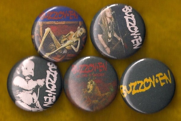 BUZZOVEN Set of 5 Pin-back Buttons Badges Crust Punk Doom Metal Sludge ...