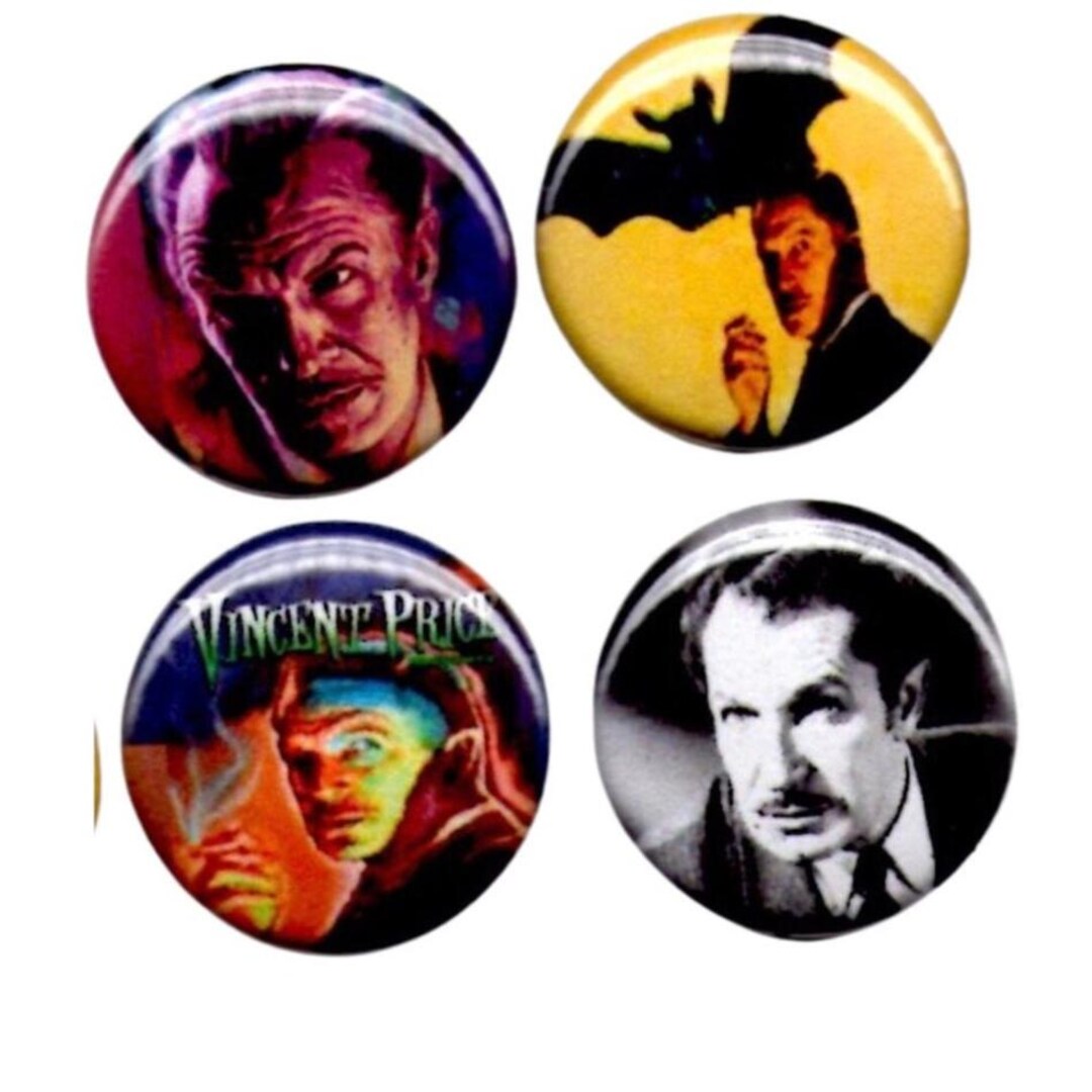 Vincent Price Horror Movie Buttons: Cult Film Pinback Badges - Set of 4 ...