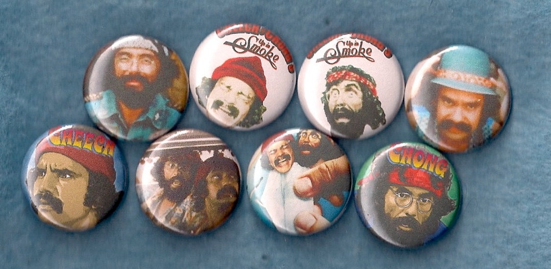CHEECH AND CHONG 1" Pins Buttons Badges Set of 8 Stoner Comedy Cult ...