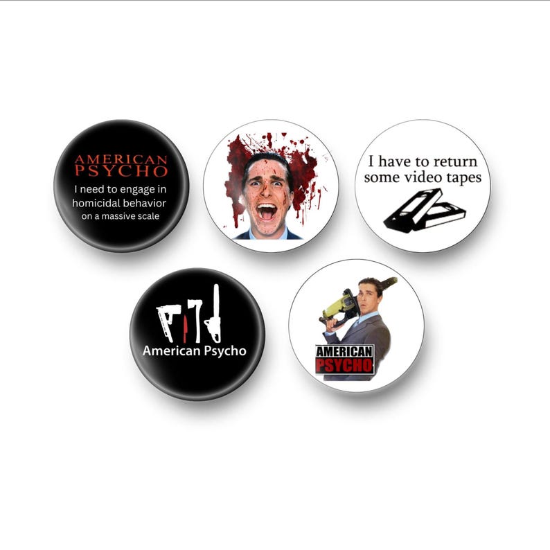 AMERICAN PSYCHO Pins Buttons Badges Christian Bale Cult Film 1" Pinback ...