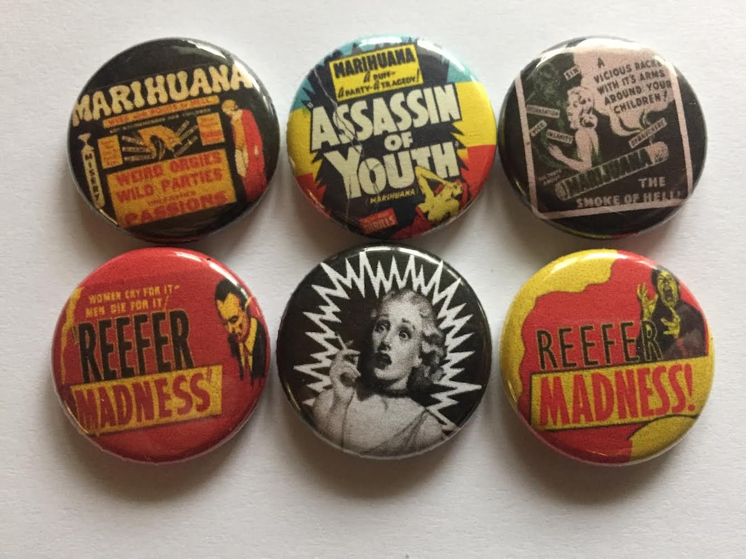 REEFER MADNESS Pins Buttons Badges Vintage Marihuana Poster Vintage Ads ...