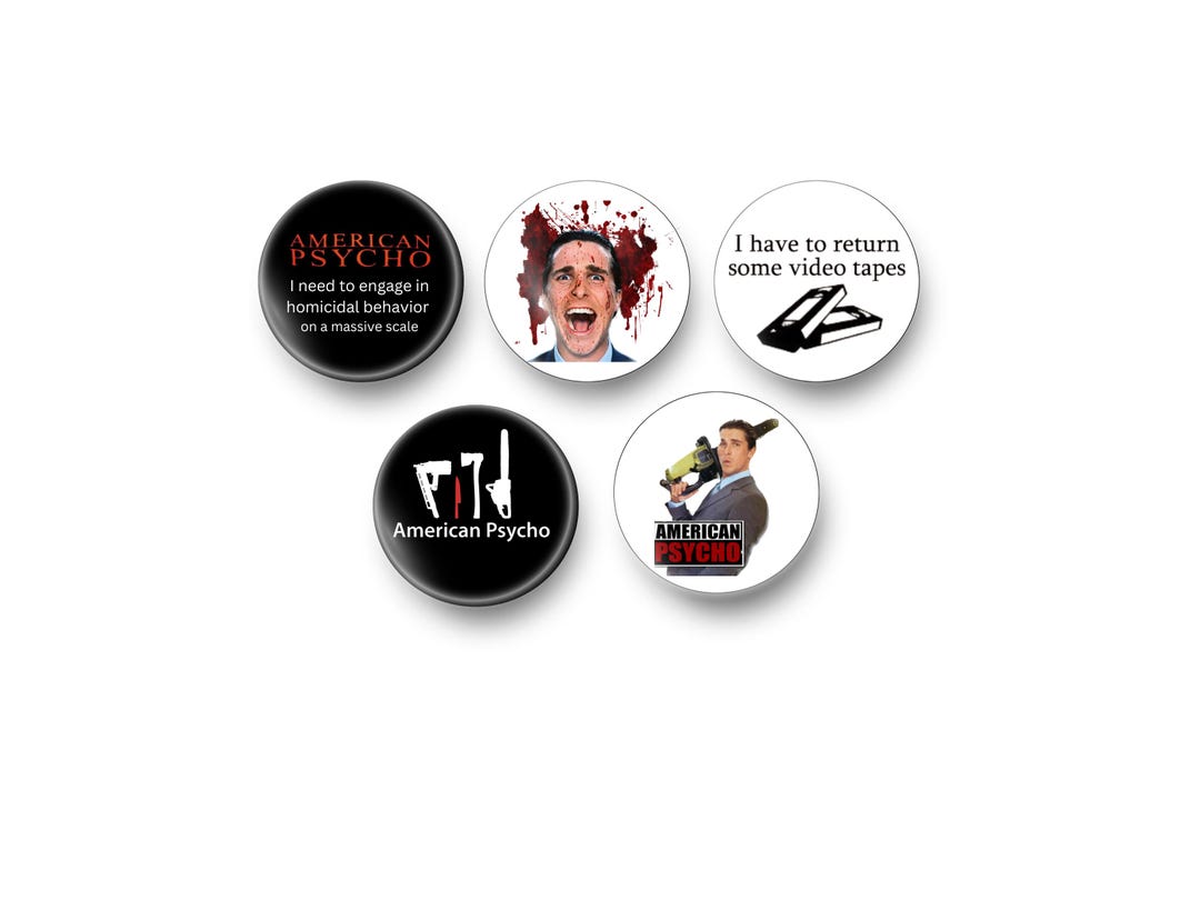 AMERICAN PSYCHO Pins Buttons Badges Christian Bale Cult Film 1" Pinback ...