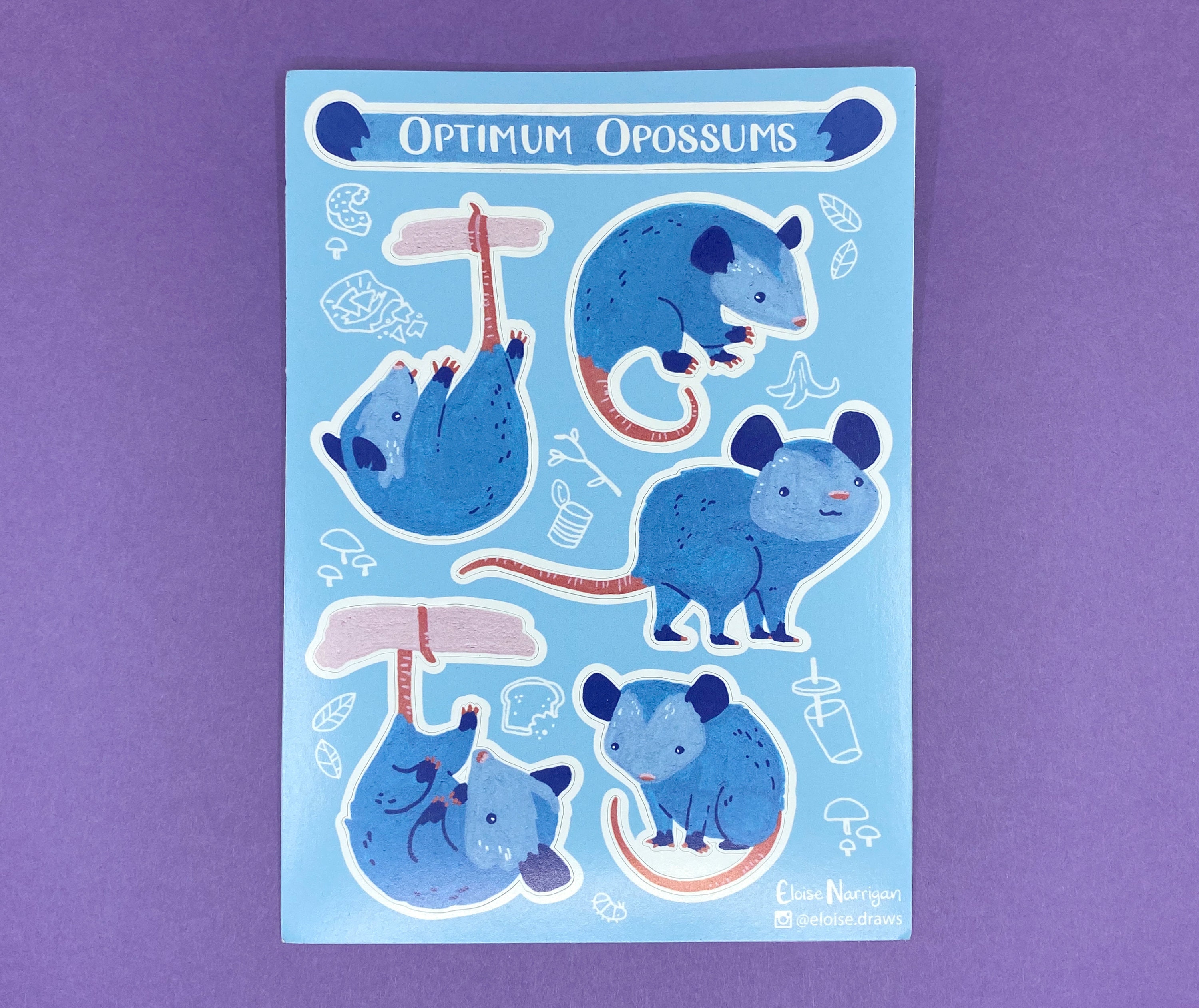 Optimum Opossums Sticker Sheet Eco Friendly Paper Stickers - Etsy