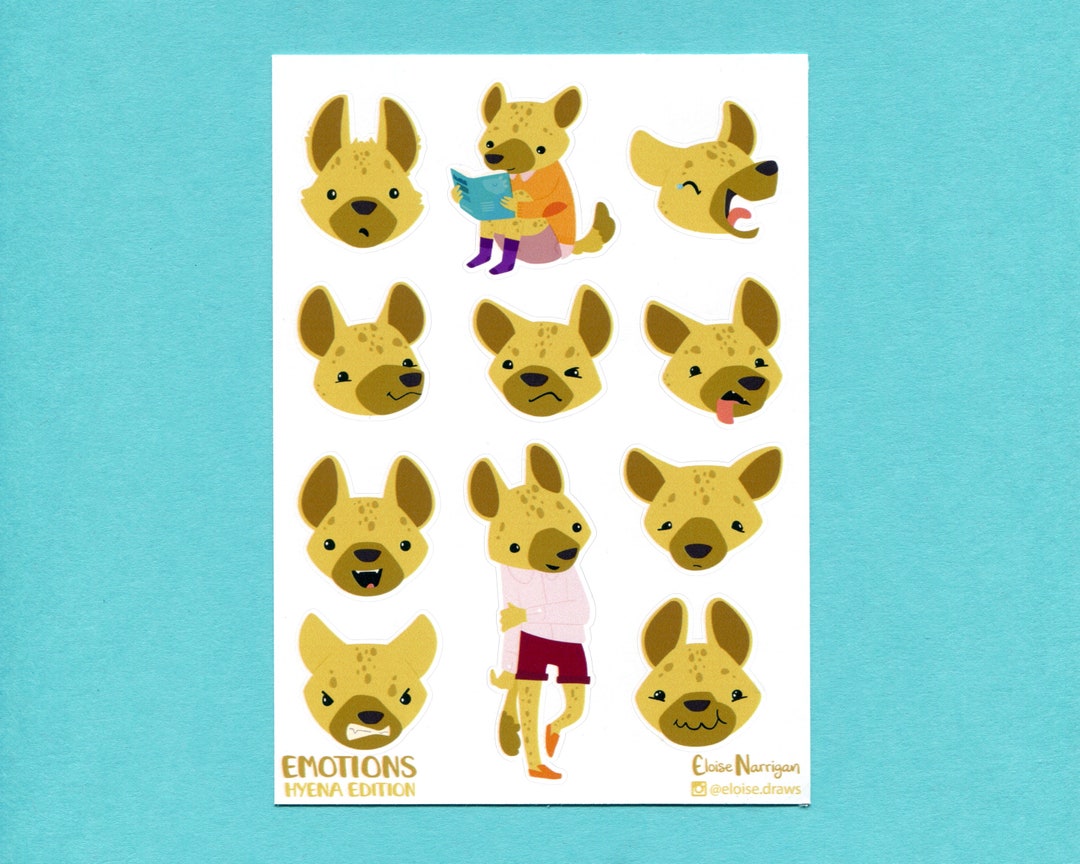 Hyena Emotions Sticker Sheet - Eco Friendly Paper Stickers - Etsy
