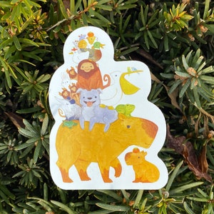 Animals on a Capybara Individual Sticker Eco Friendly Paper Sticker - Etsy