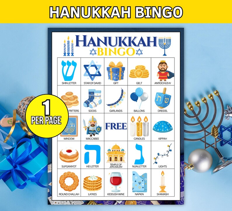 30 Hanukkah Bingo Printable Game, Chanukah Activity for Kids & Family ...