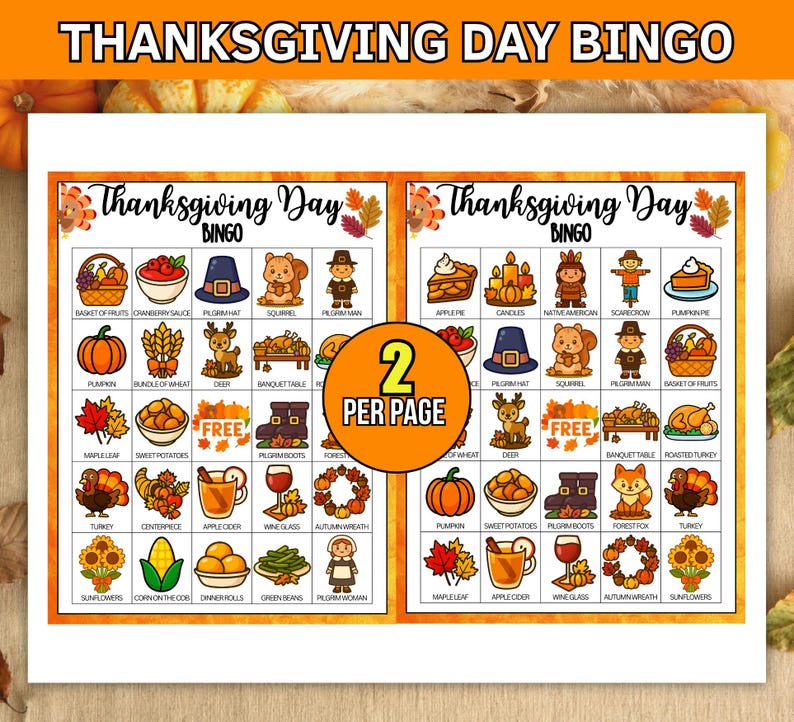 Thanksgiving Bingo Printable Game, 30 Thanksgiving Bingo Cards PDF, Fun ...