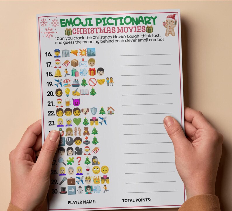 Christmas Movies Emoji Pictionary Printable Game, Xmas Films Trivia ...