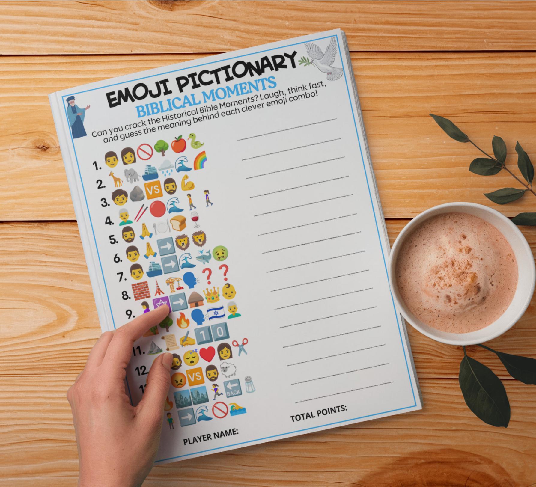 Bible Emoji Pictionary Game, 30 Biblical Riddles, Sunday School ...