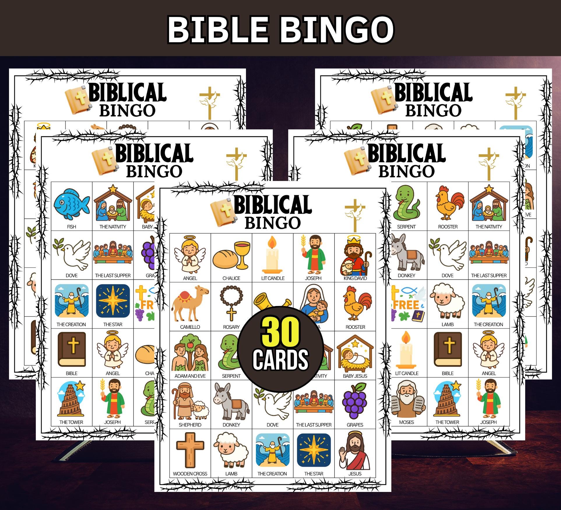 Bible Bingo Printable Game, Biblical Bingo Cards Instant Download ...