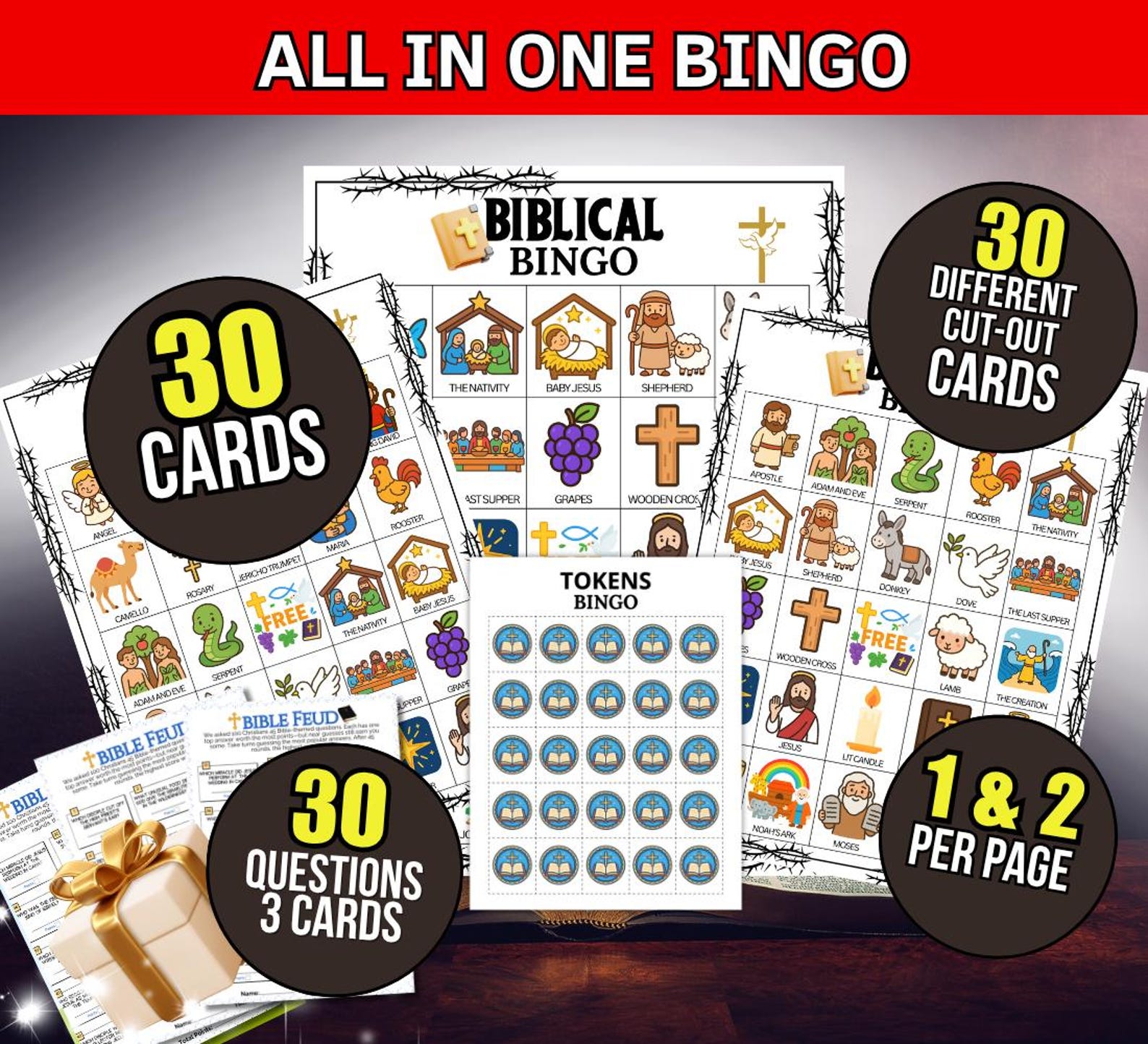 Bible Bingo Printable Game, Biblical Bingo Cards Instant Download ...