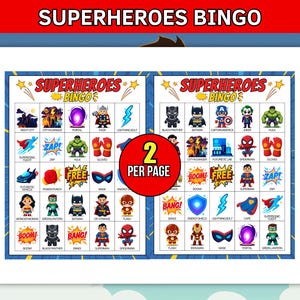 Superhero Bingo Printable Game, 30 Comic Superheroes Bingo Cards, Fun ...