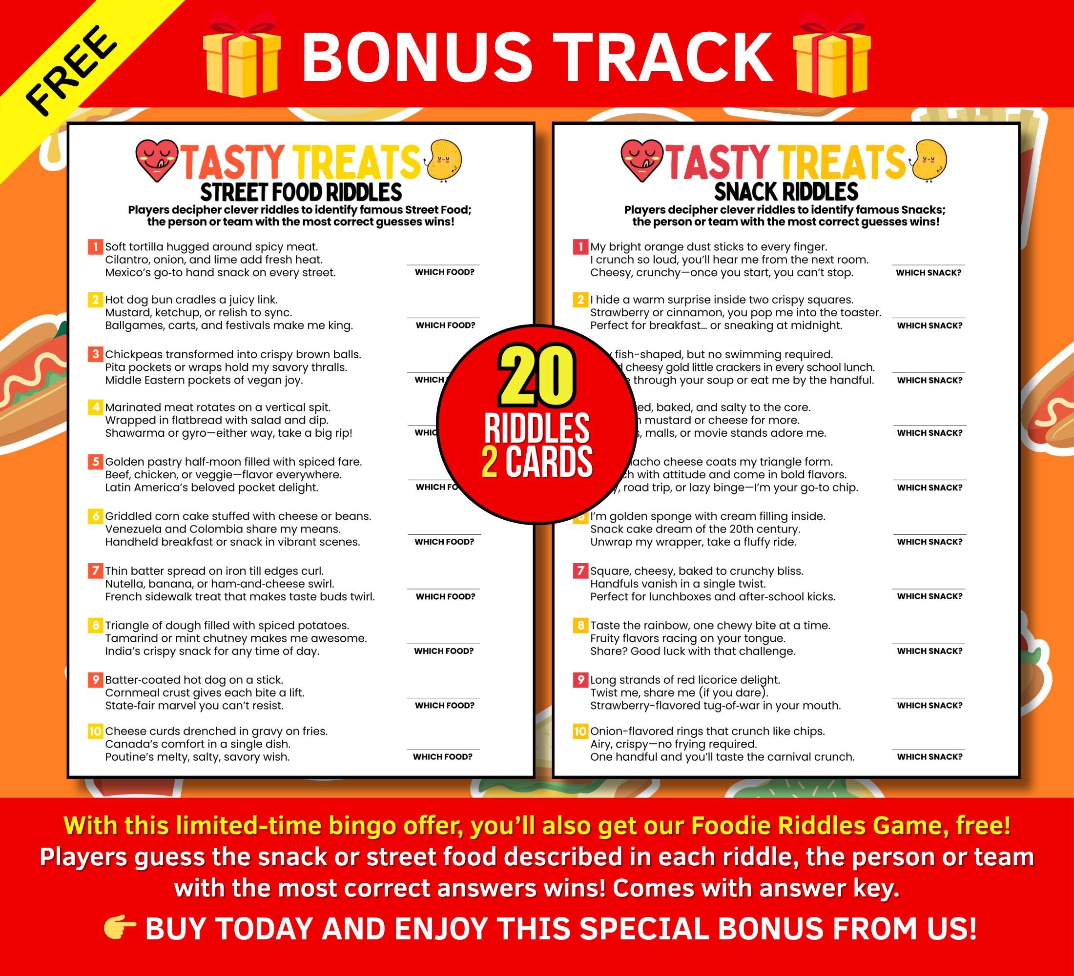 30 Fast Food Bingo Cards Printable, Fun Pizza Party Game for Kids ...