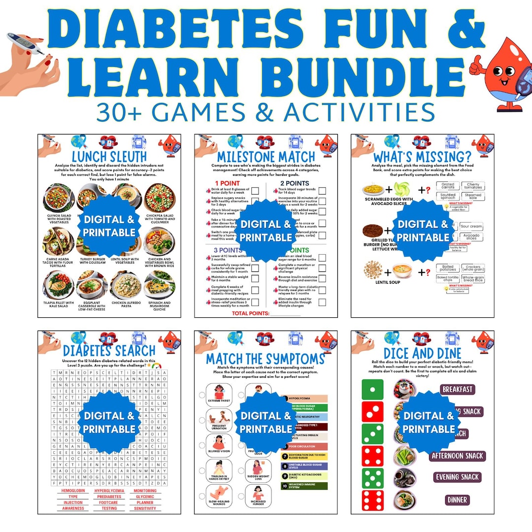 Diabetes Games and Activities Bundle, +30 Fun Printable Games for ...