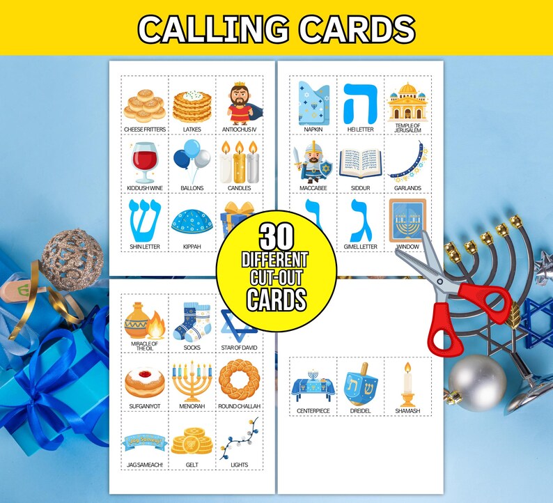 30 Hanukkah Bingo Printable Game, Chanukah Activity for Kids & Family ...