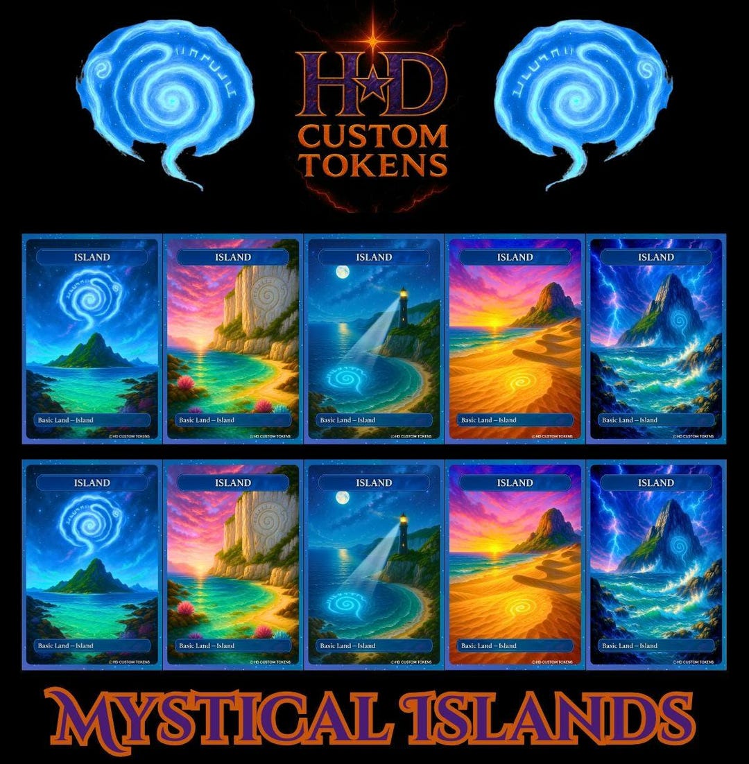 MTG Custom Basic Land Set - Mystic Islands: Custom Magic the Gathering ...