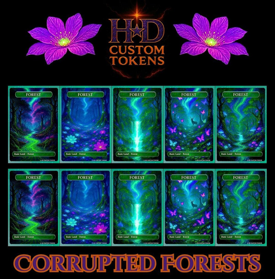 MTG Custom Basic Land Set - Corrupted Forests: Custom Magic the ...