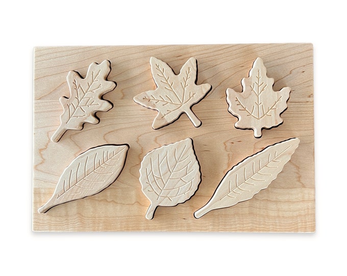Montessori Wood Tree Leaves Matching Puzzle/ Homeschool Preschooler ...