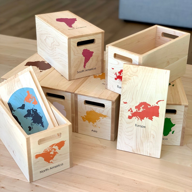 SET OF 7 Montessori Continent Boxes - Etsy