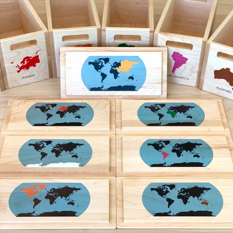 SET OF 7 Montessori Continent Boxes - Etsy