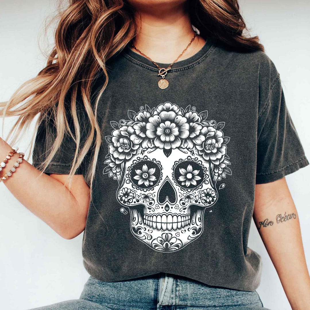 Day of the Dead Comfort Colors Dia De Los Muertos Shirt Sugar Skull ...