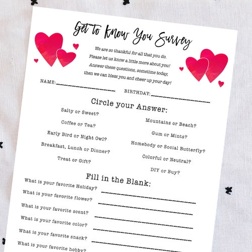 Getting to Know You Printable // 8.5 X 11 PDF Two - Etsy