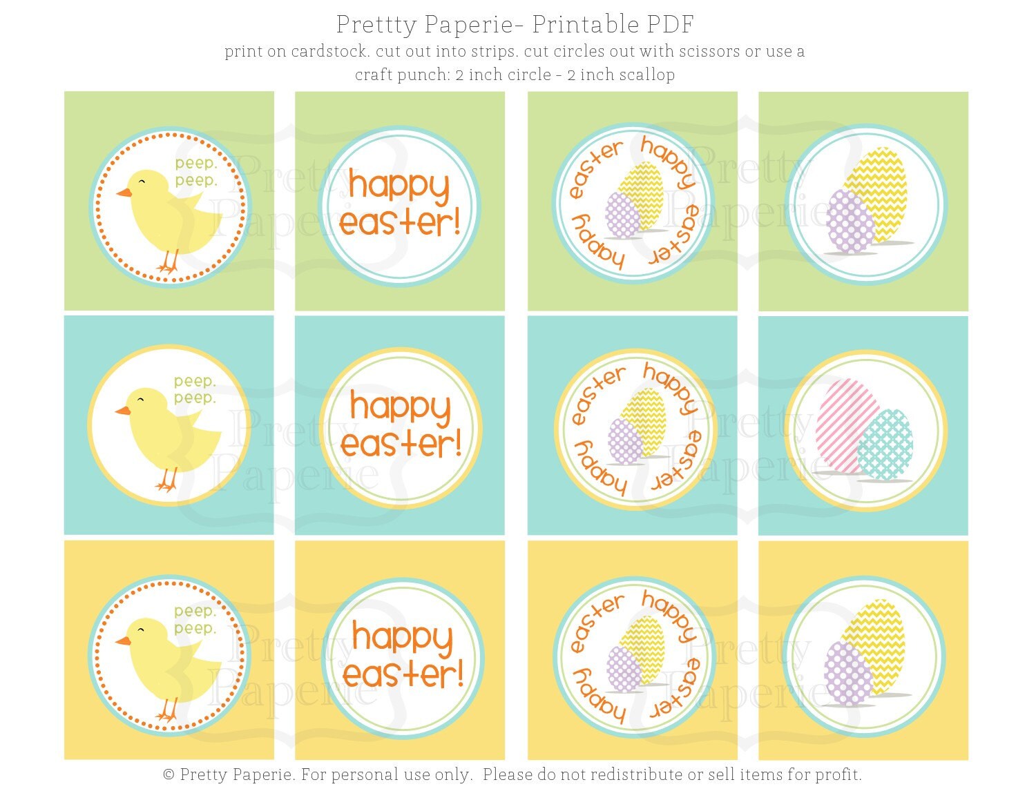 Instant Download-easter Cupcake Toppers/circle Labels - Printable PDF ...