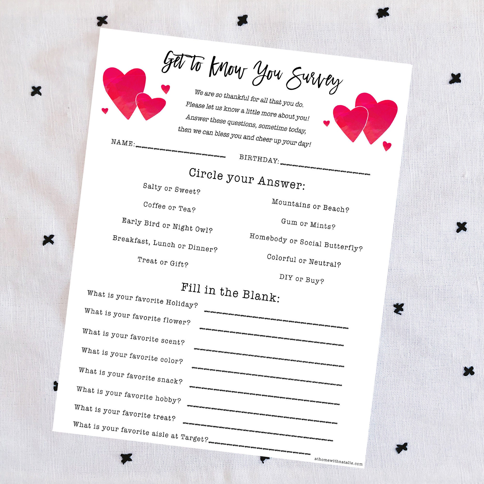 INSTANT Download Get to Know You Survey Printable PDF - Etsy