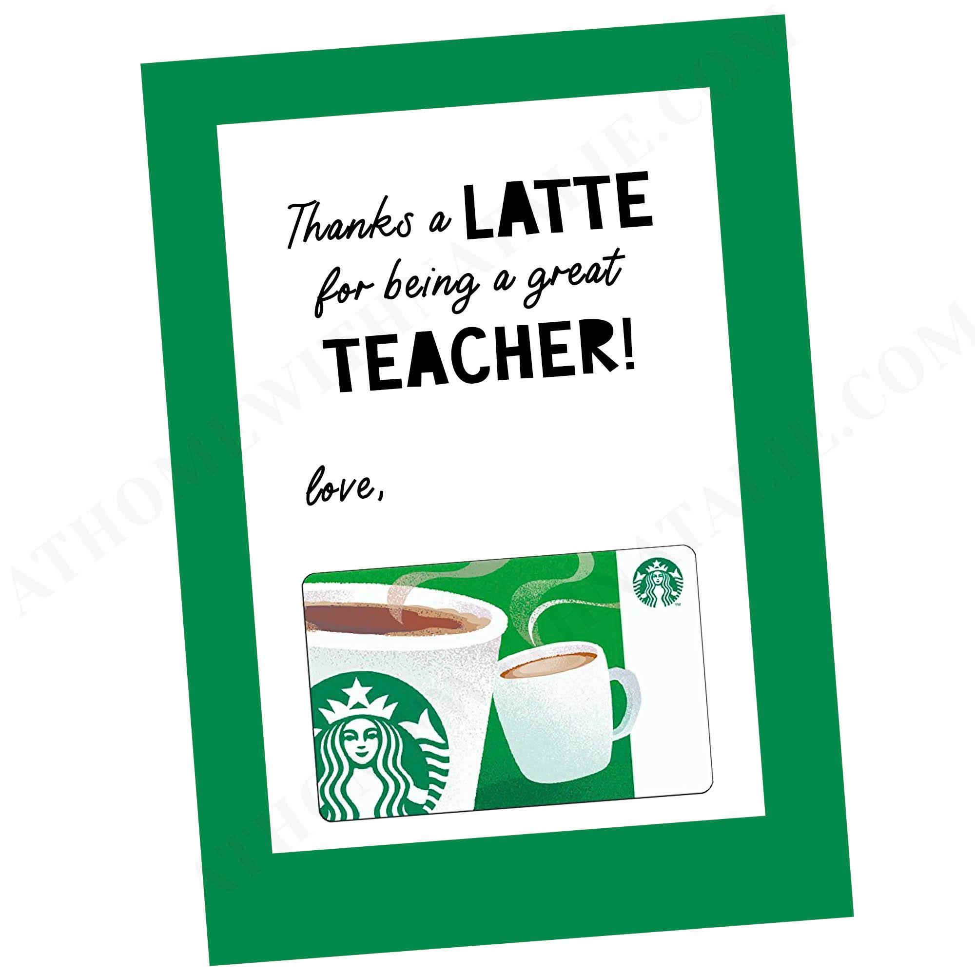 IMMEDIATE DOWNLOAD Starbucks Teacher Gift Card Holder-printable PDF - Etsy