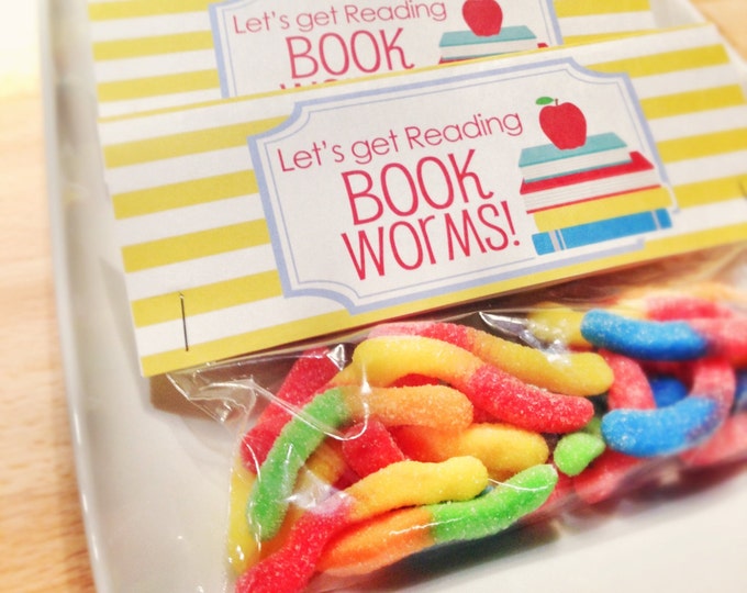 INSTANT Download-back to School Treat Bag Tags: Book Worm! -printable ...
