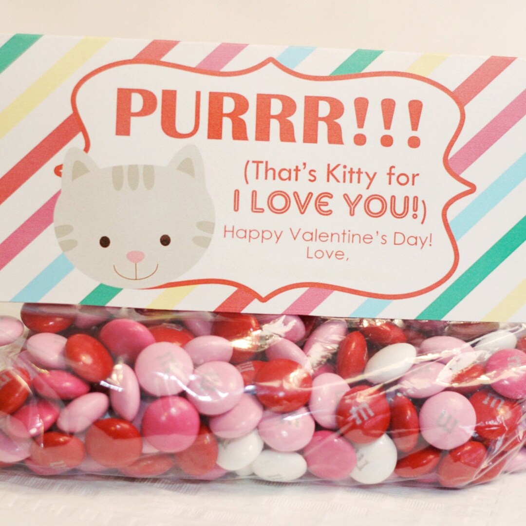 INSTANT Download-valentine's Day Treat Bag Tags: Kitty-printable PDF - Etsy