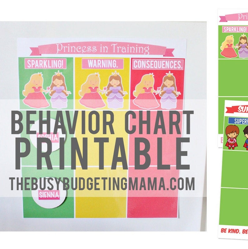 Behavior Chart Printable Package (princess+ Superheroes) - PDF - Etsy