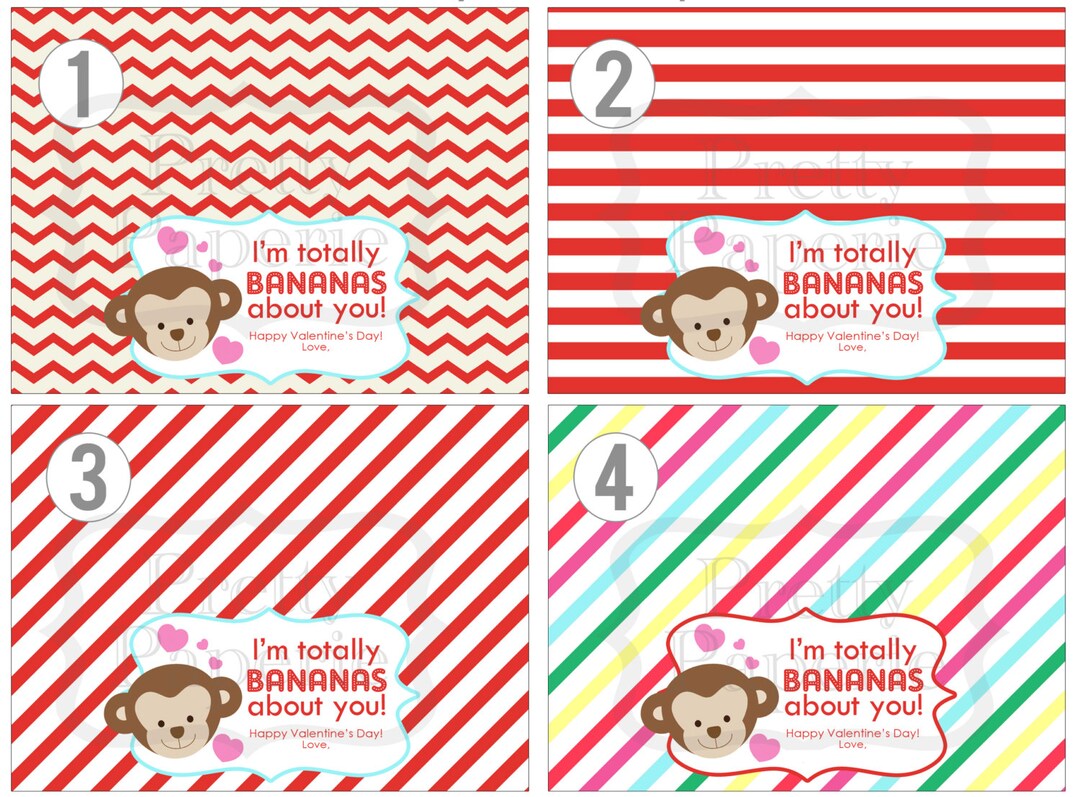 INSTANT Download-valentine's Day Treat Bag Tags: BANANAS About You ...