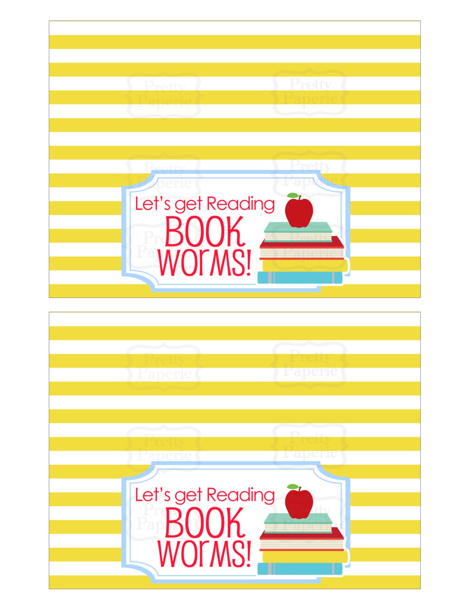 INSTANT Download-back to School Treat Bag Tags: Book Worm - Etsy
