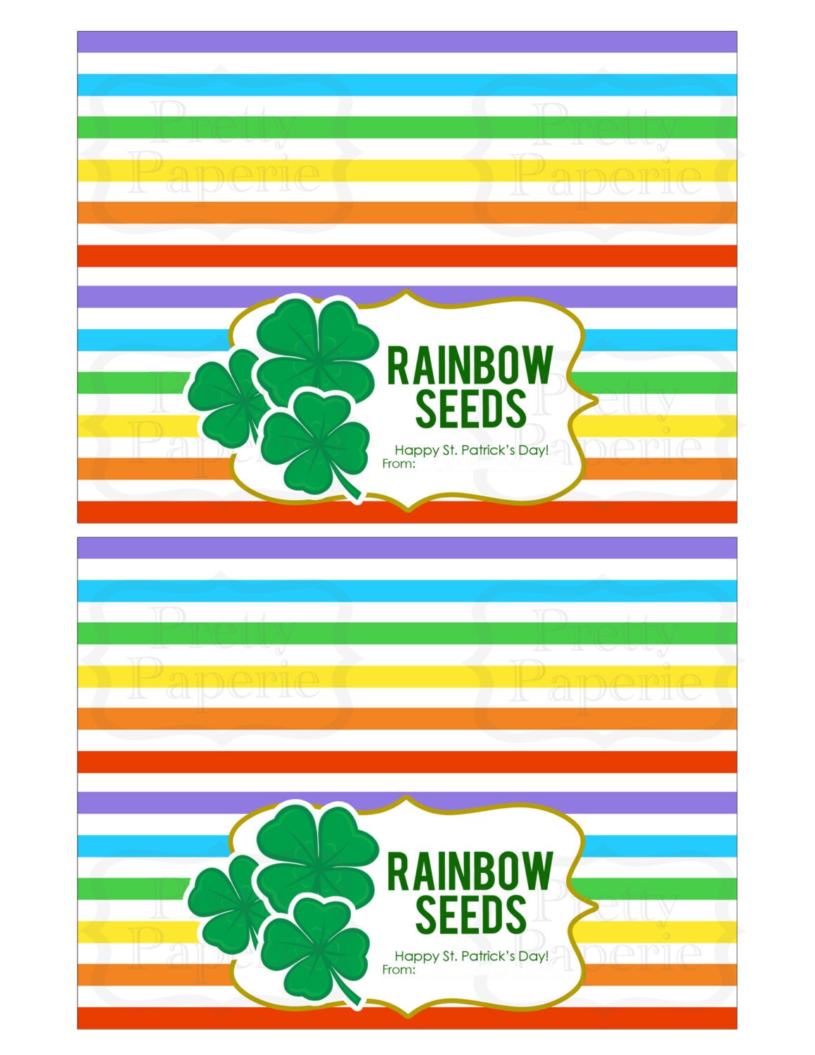 INSTANT Download-st. Patrick's Day Treat Bag Tags -rainbow Seeds ...