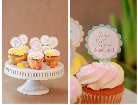 INSTANT Download-Easter Cupcake Toppers/Circle Labels: Jesus is Risen ...