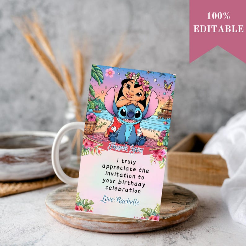 Custom Stitch Birthday Invitation: Editable Canva Template (digital ...