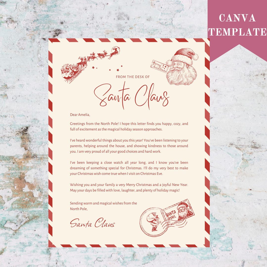 Editable Personalized Letter From Santa Claus, From the Desk of Santa ...