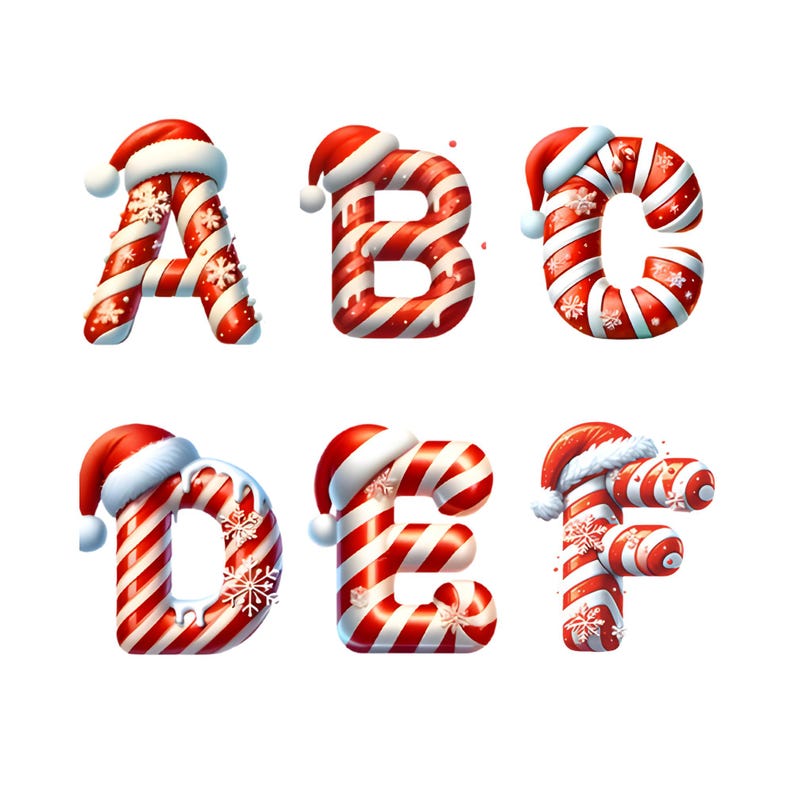 Candy Cane Alpha, Christmas Alphabet PNG Bundle, Candy Cane Letters ...