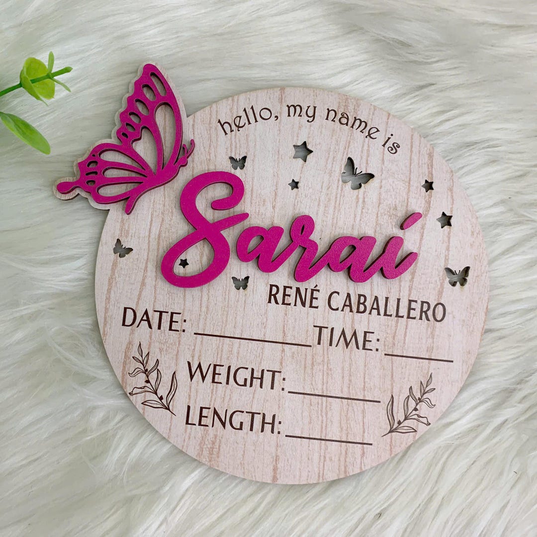Cute Baby Announcement Sign With Birth Stats, Birth Stat Sign With ...