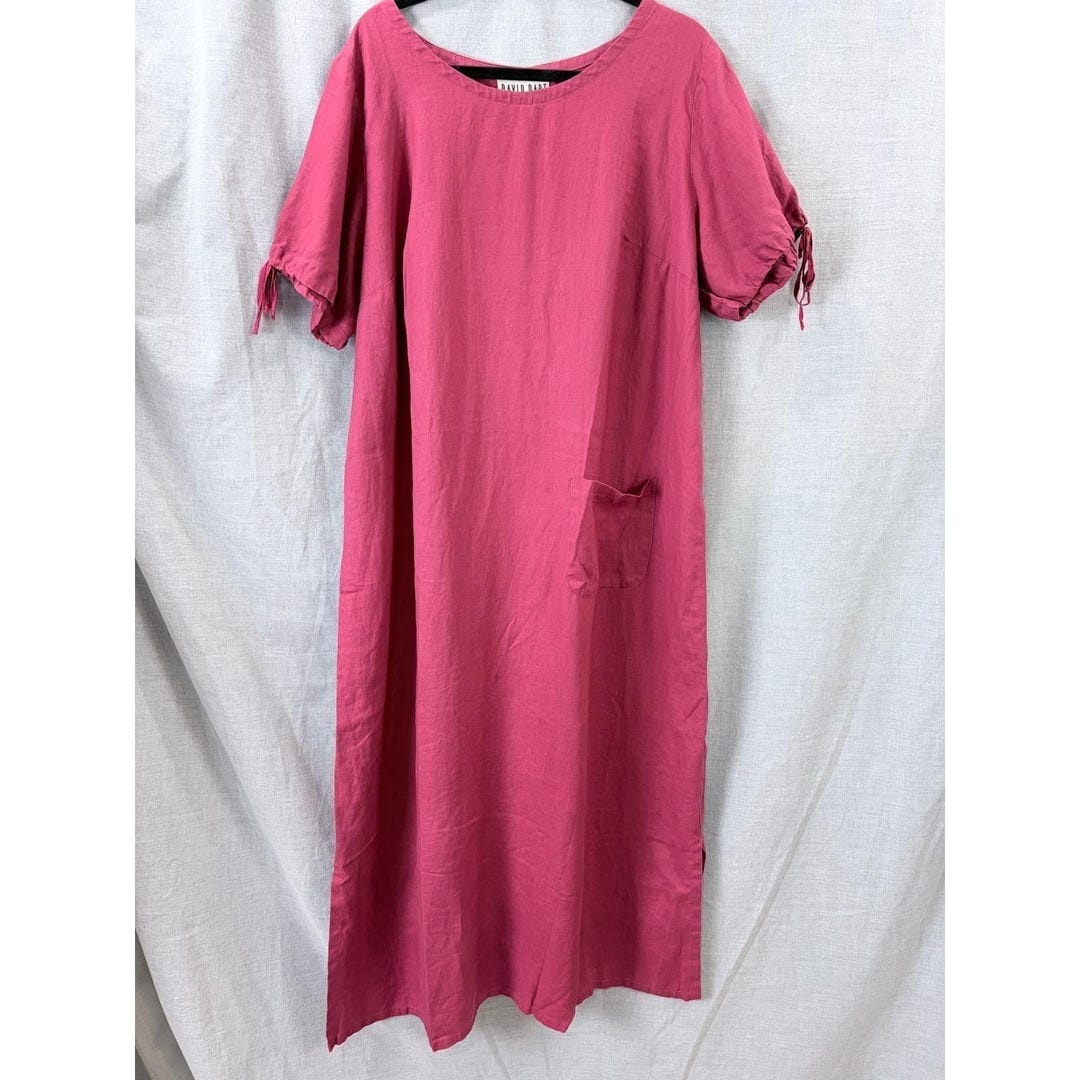 Vintage David Dart Raspberry 100% Linen Midi Dress USA Minimalist 90s ...