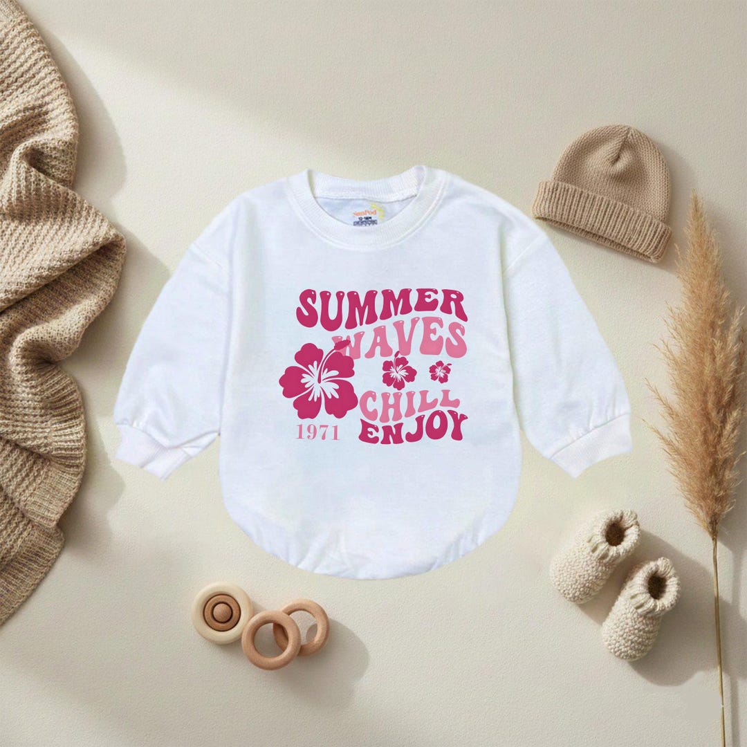 Summer Waves Baby Romper, Retro Hibiscus Flower Infant Jumpsuit ...